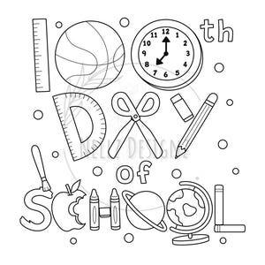 100th Day of School - Coloring Pages - Etsy