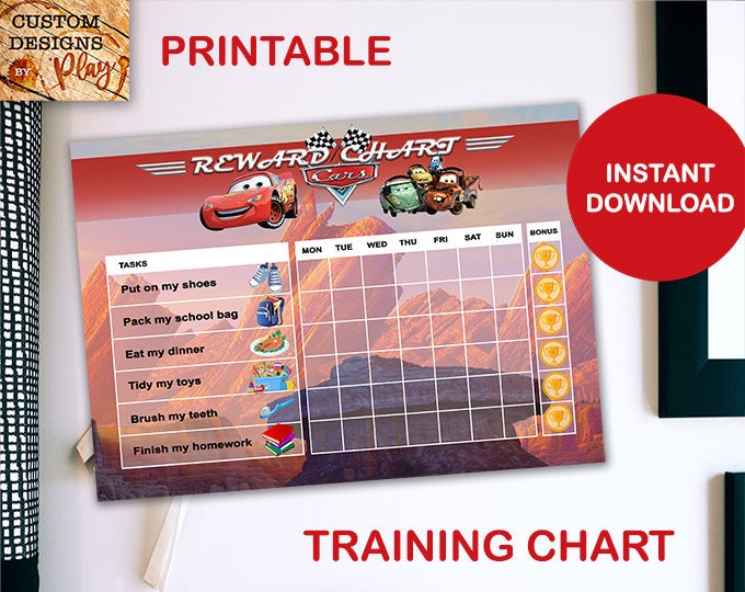 Cars Printable Training Chart, Kids Chore Chart, Responsibility Chart ...