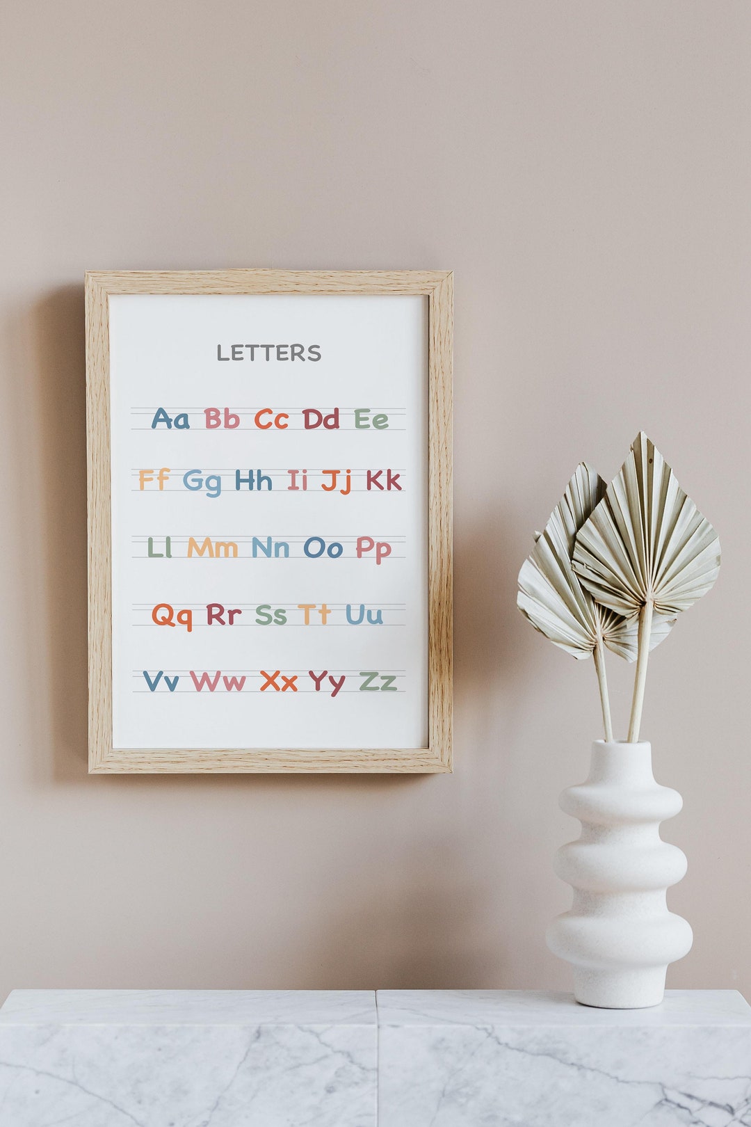 Rainbow Alphabet Poster, Handwriting Chart Print, Educational Wall Art ...
