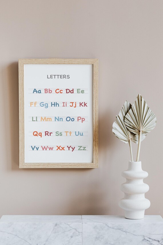 Rainbow Alphabet Poster Handwriting Chart Print Educational - Etsy