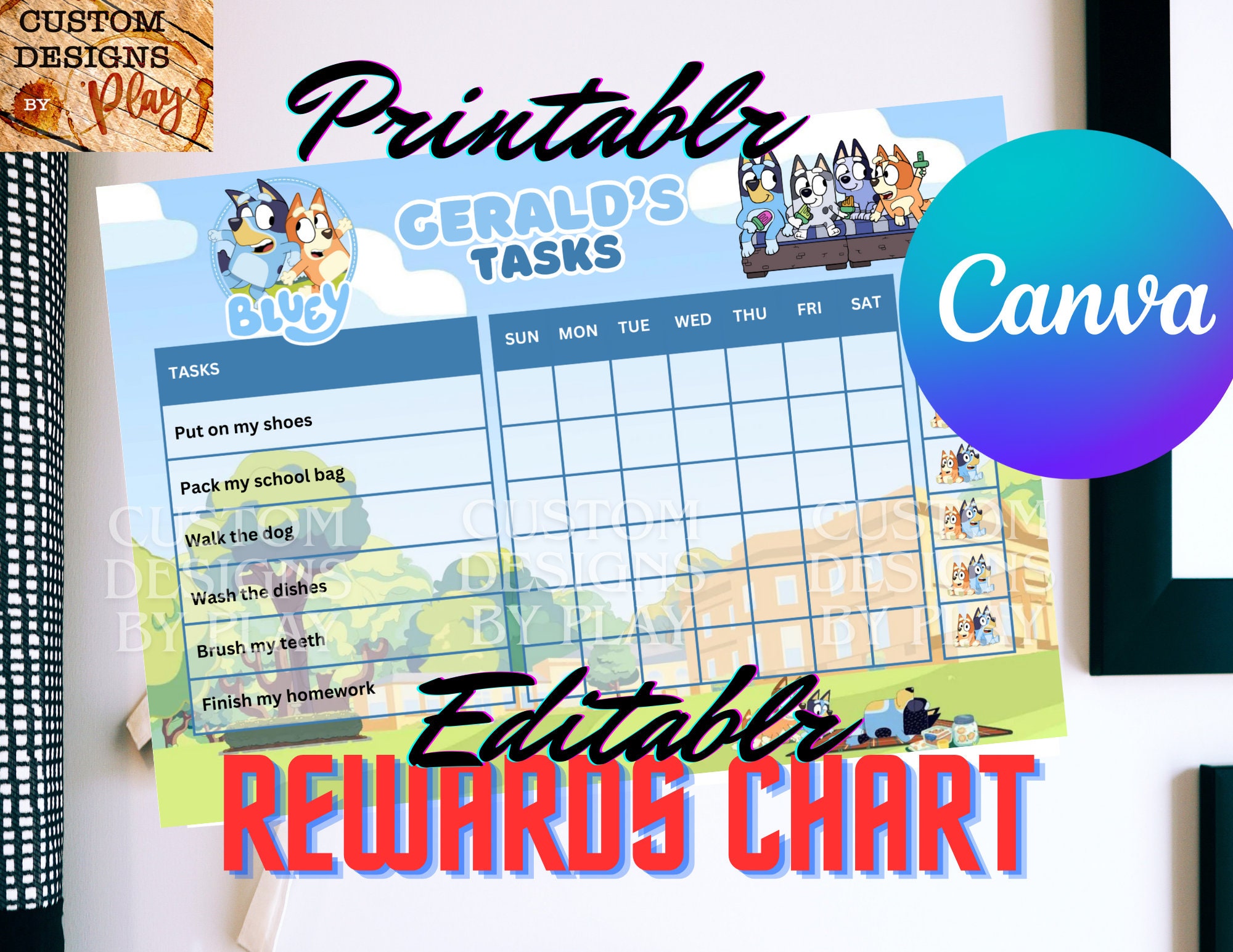 Bluey Printable Training Chart, Chore Chart, Reward Chart ...