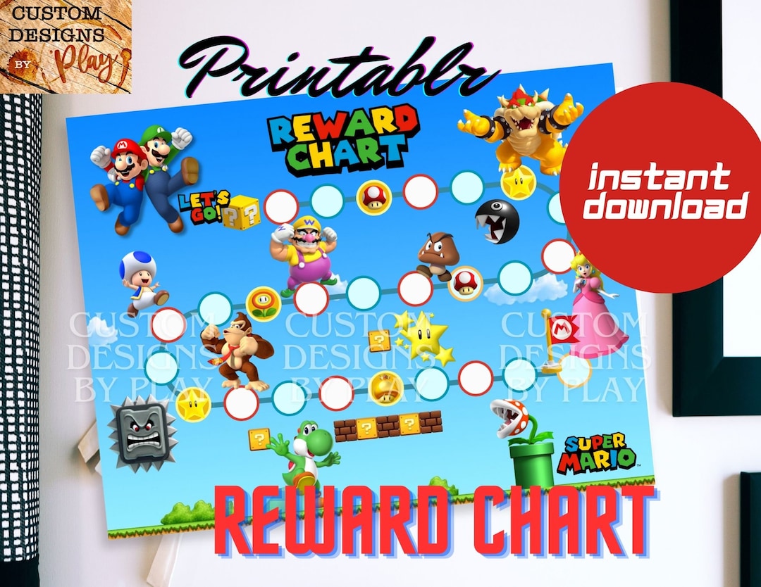 Super Mario Printable Reward Chart, Potty Training Chart, Digital ...