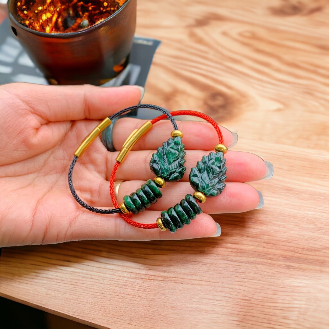 Nine-tailed Fox Natural Jade Bracelet, Carved Jewelry, Burmese ...