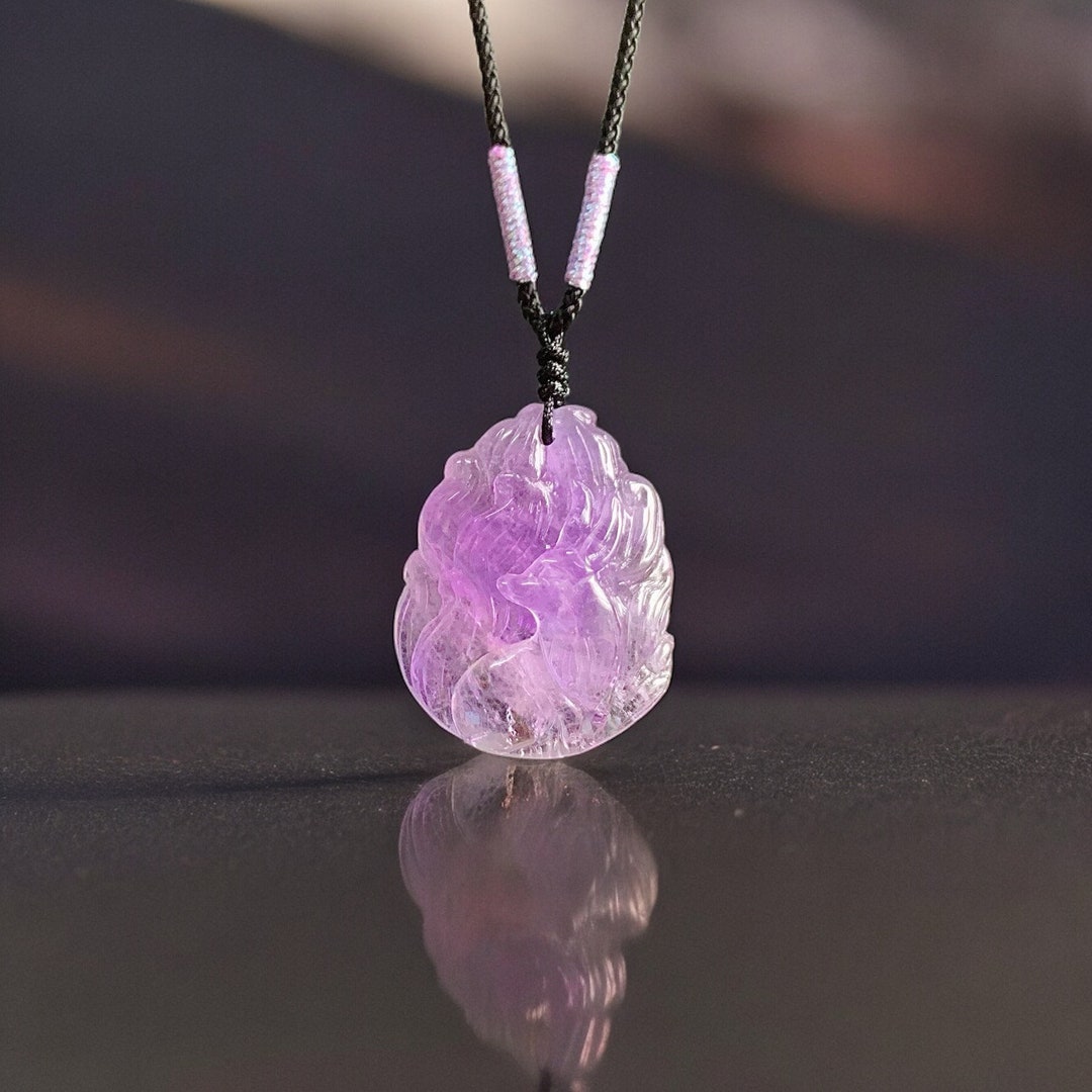 Nine-tailed Fox Amethyst Pendant for Necklace, Amethyst Necklace ...