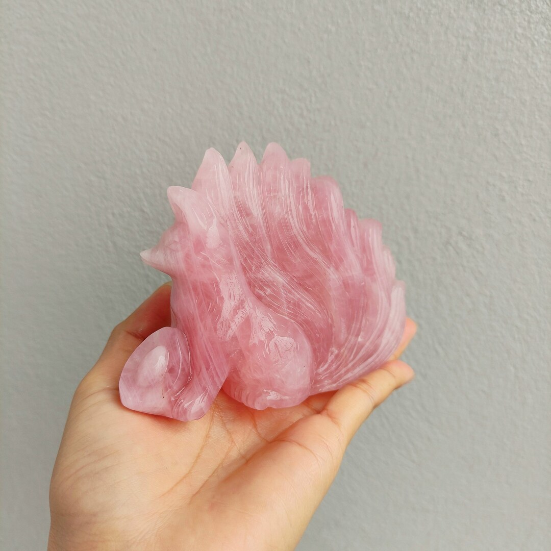 Nine-tail Fox Rose Quartz With Healing Stone, Rose Quartz Fox, Stone ...