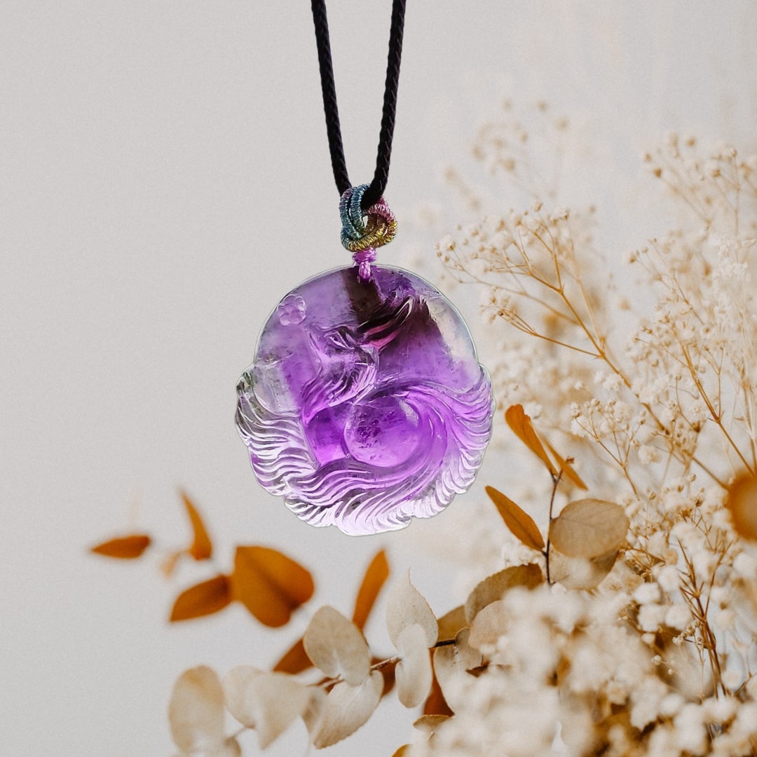 Nine Tailed Fox Amethyst Pendant for Necklace, Amethyst Gift, Amethyst ...