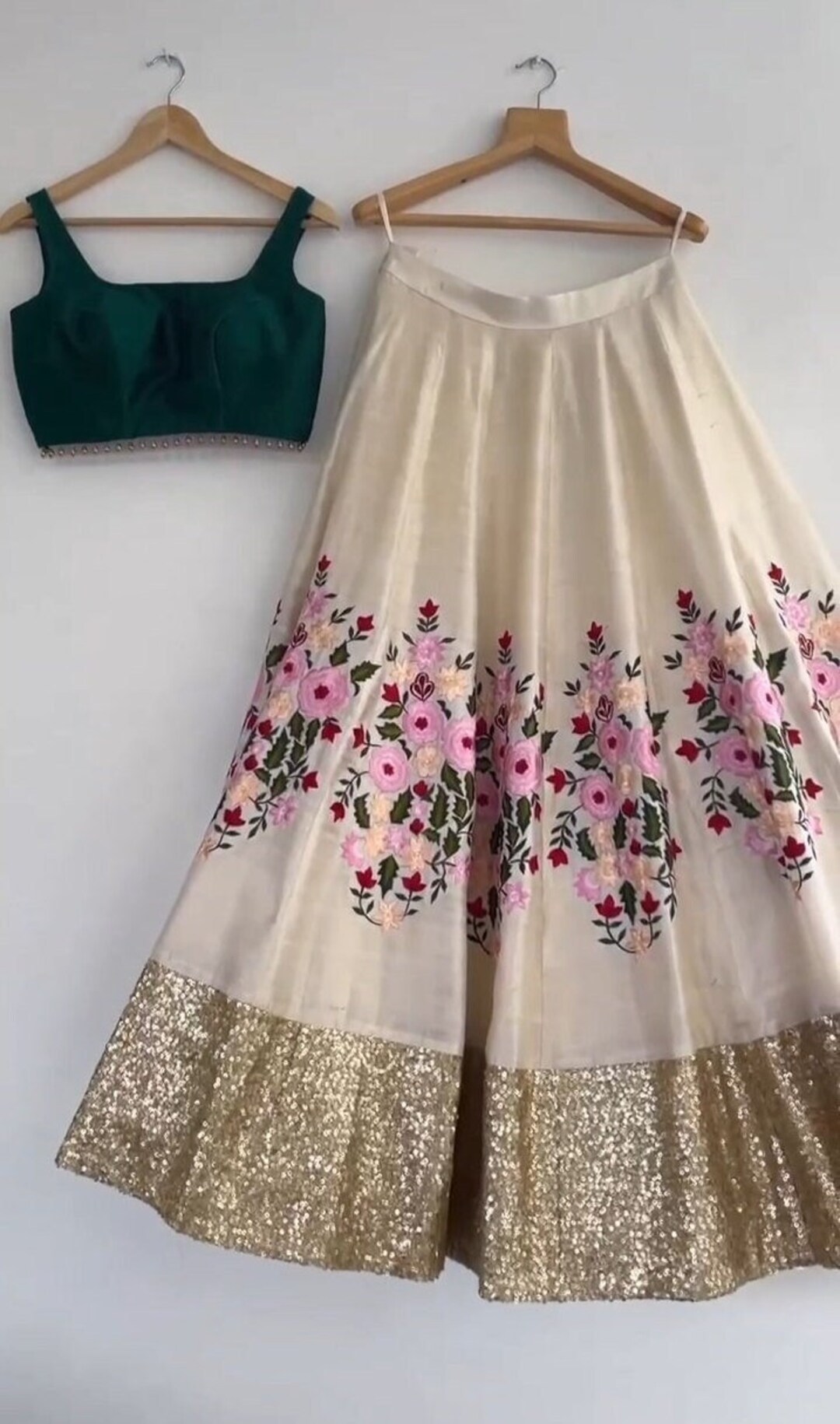 Cream Designer Lehenga Choli for Women Party Wear Bollywood Lengha ...
