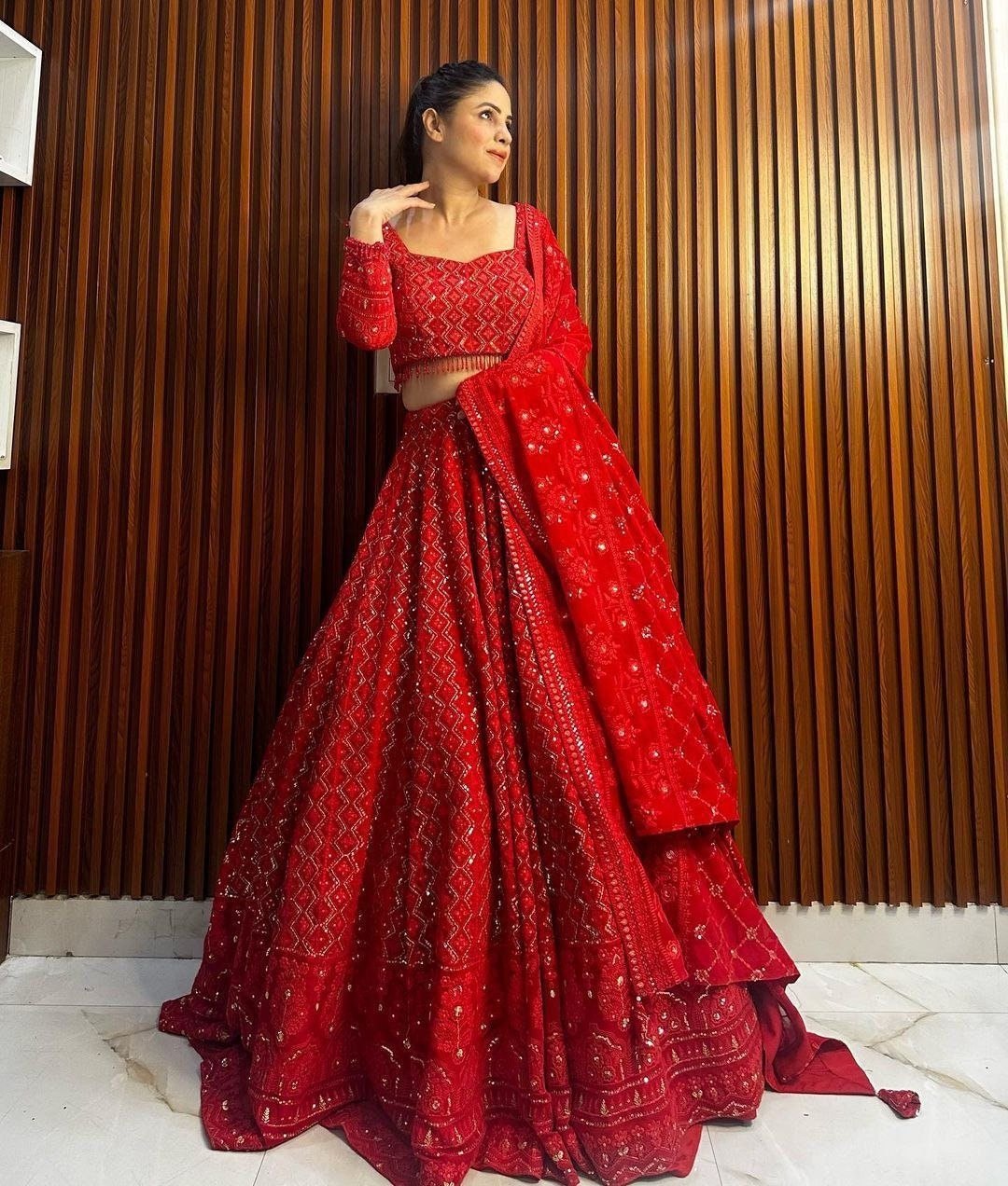 Red Designer Lehenga Choli for Women Party Wear Bollywood Lengha ...