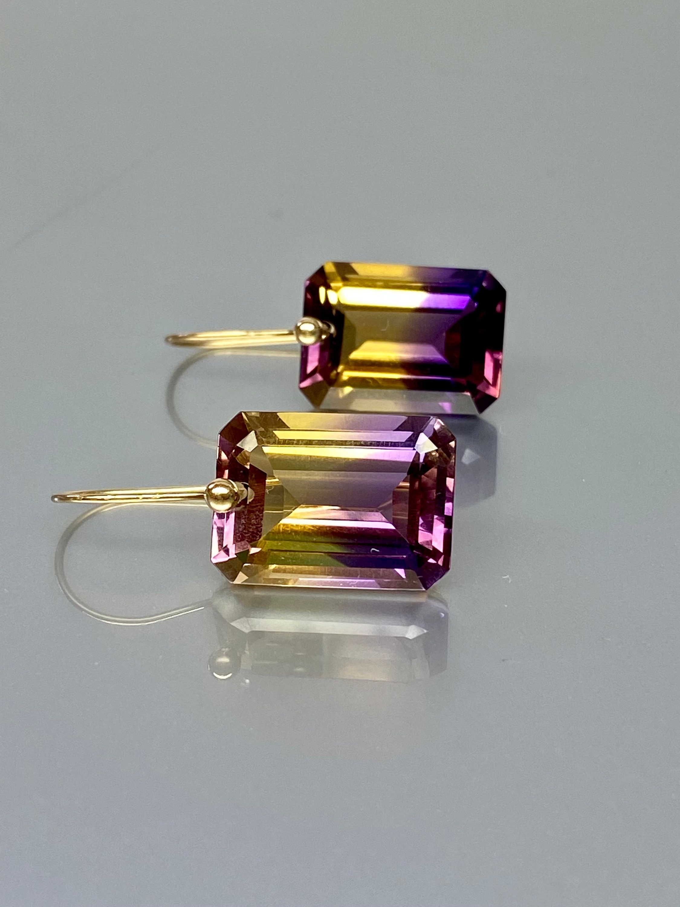Buy 14K/18K SOLID GOLD Ametrine Earrings, One of A-kind Jewelry ...