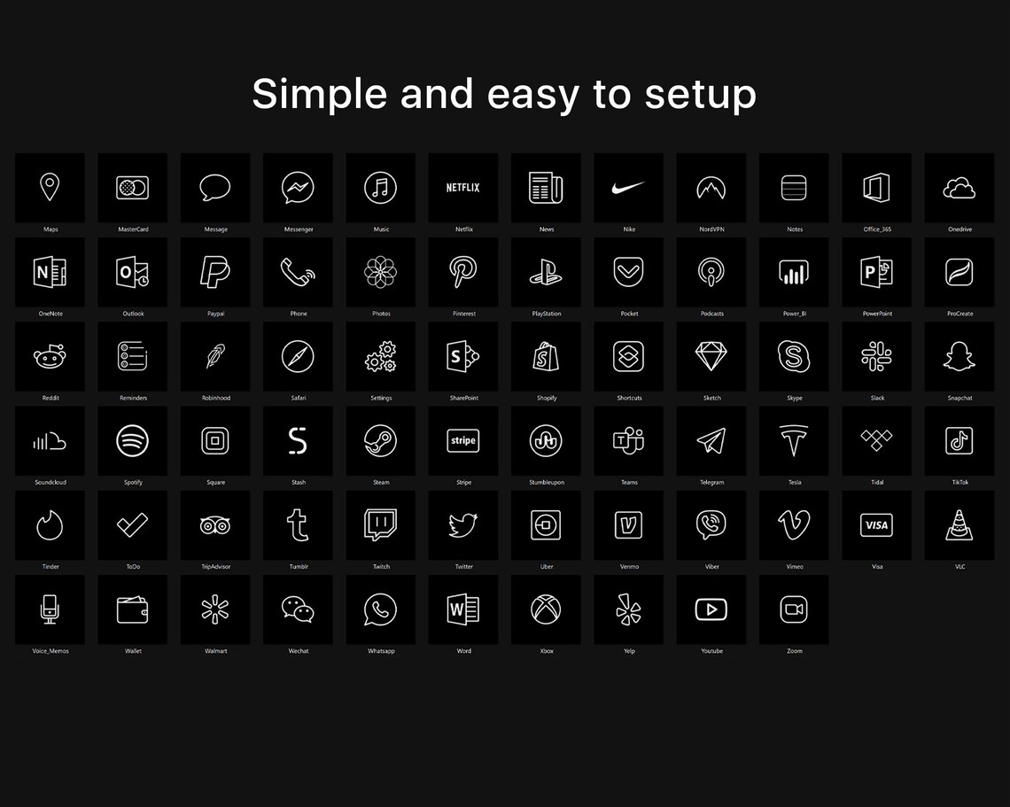 ULTIMATE Black Ios 14 Icon Pack Quick Installation 140 | Etsy
