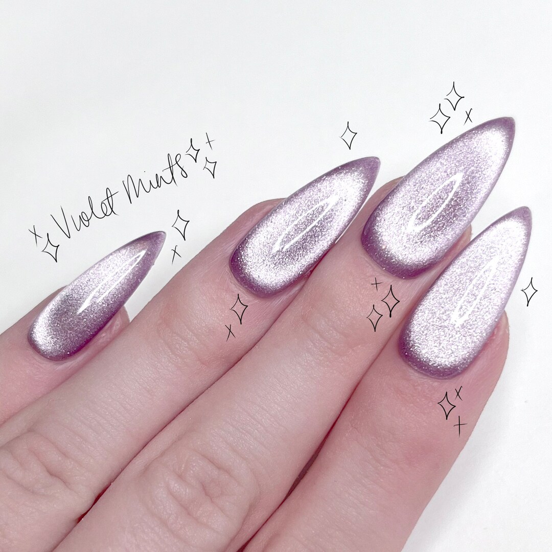 VIOLET MINTS Cat Eye Press on Nails Made to Order Hand - Etsy