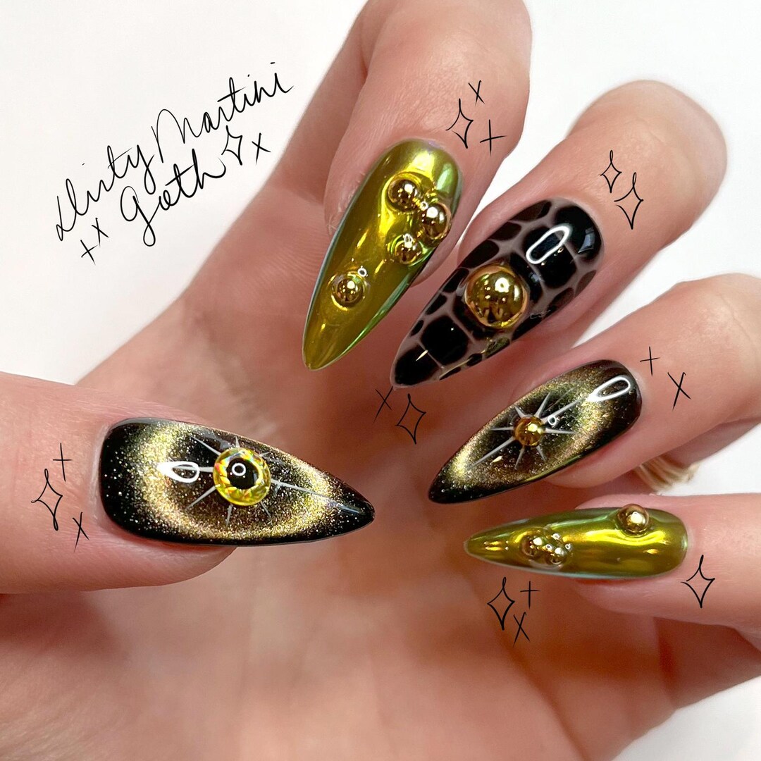 Dirty Martini Goth Hand Painted Press on Nails *MADE TO ORDER* Press on ...
