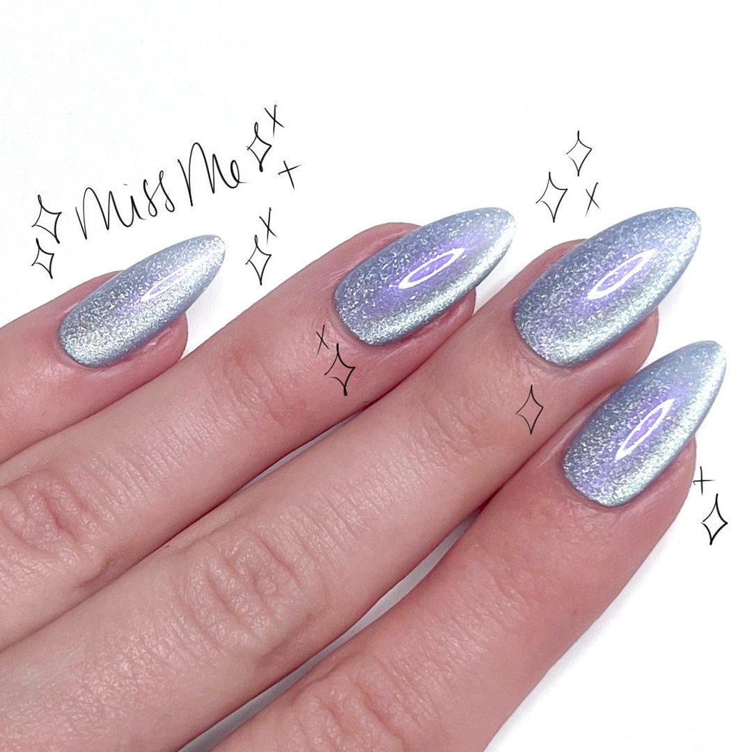 MISS ME Cat Eye Press on Nails, Made to Order Hand Painted Set of 10 ...