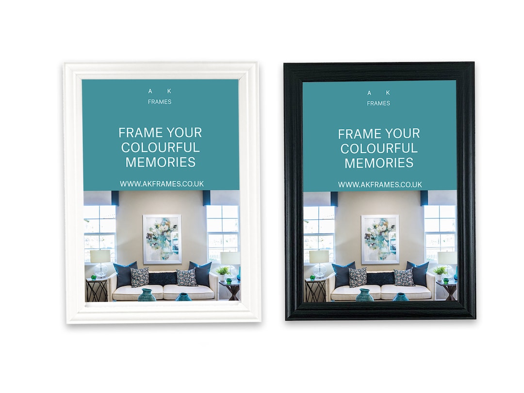 Classic Black and White Picture Frame Photo Frame Hand Made Wood Effect ...