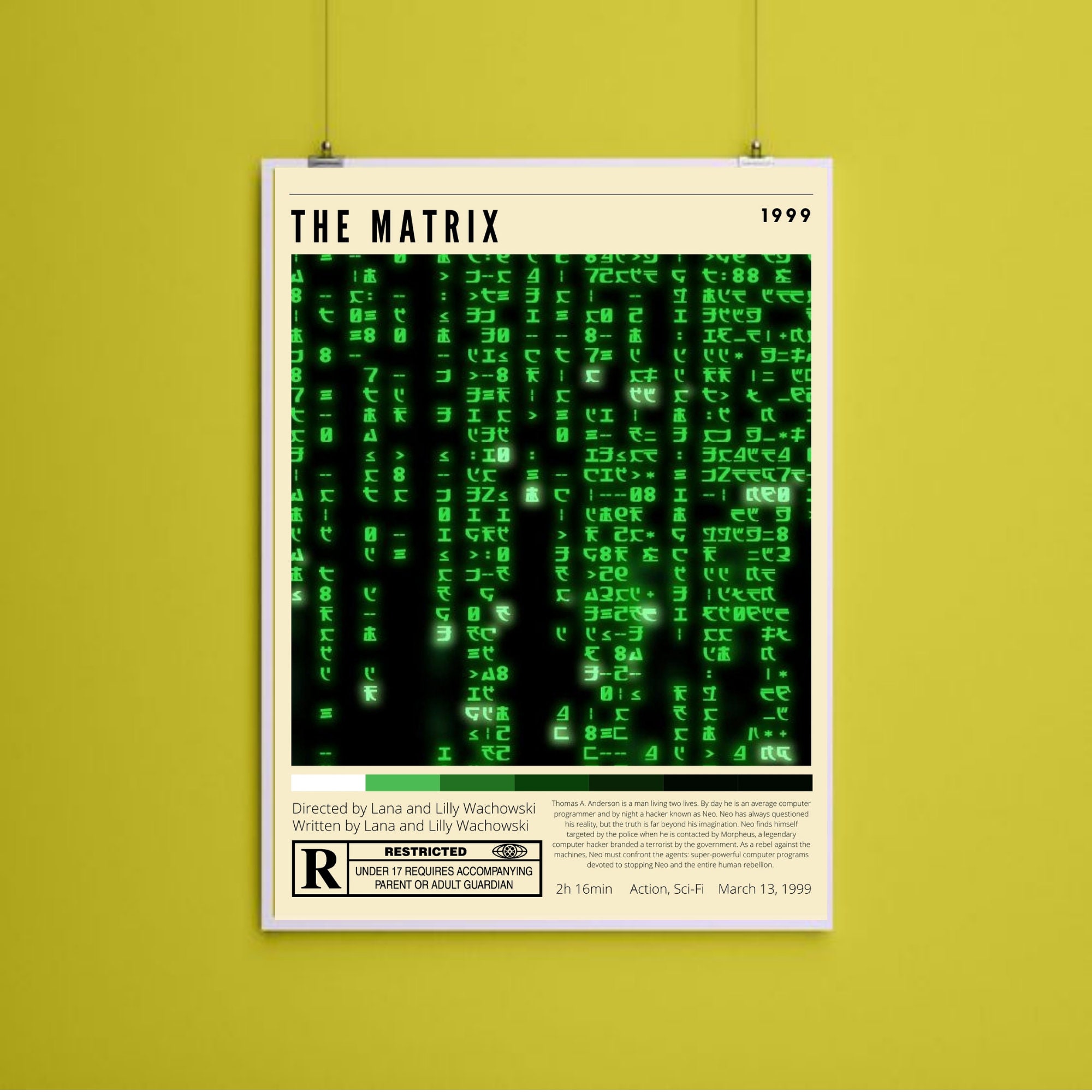 The Matrix Retro Movie Poster DESCARGA DIGITAL 8x10 pulgadas - Etsy España