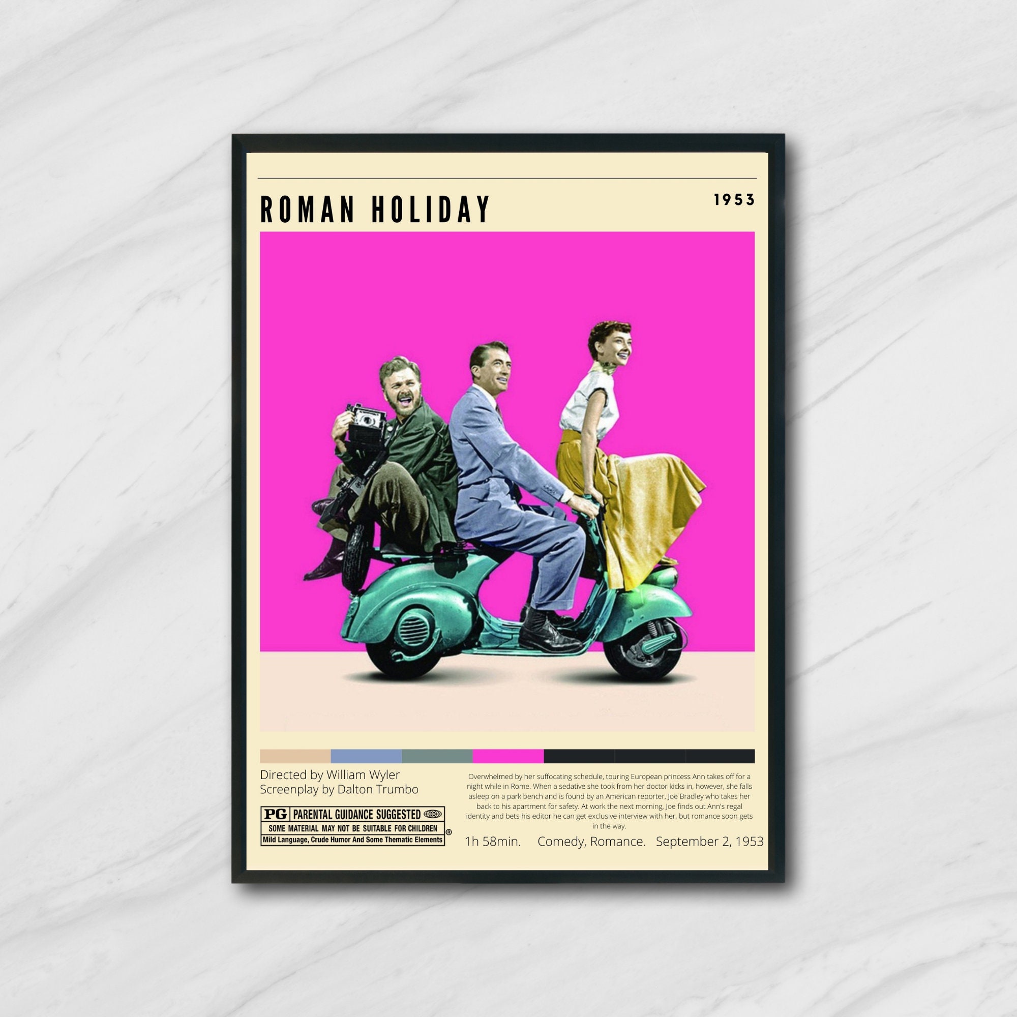 Roman Holiday Classic Movie Poster - DIGITAL DOWNLOAD - "8x10' Inches ...