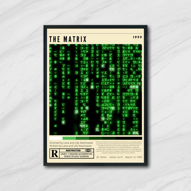 The Matrix - Retro Movie Poster - DIGITAL DOWNLOAD - "8x10" Inches - Etsy