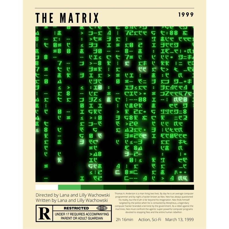 The Matrix - Retro Movie Poster - DIGITAL DOWNLOAD - "8x10" Inches - Etsy
