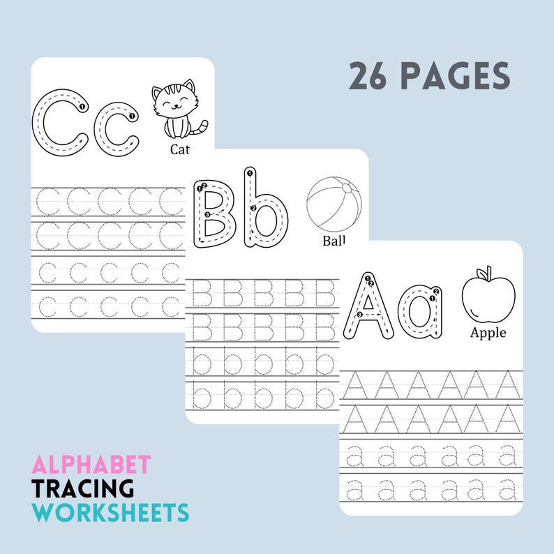 Alphabet Tracing Coloring Worksheets: Preschool Handwriting Practice ...