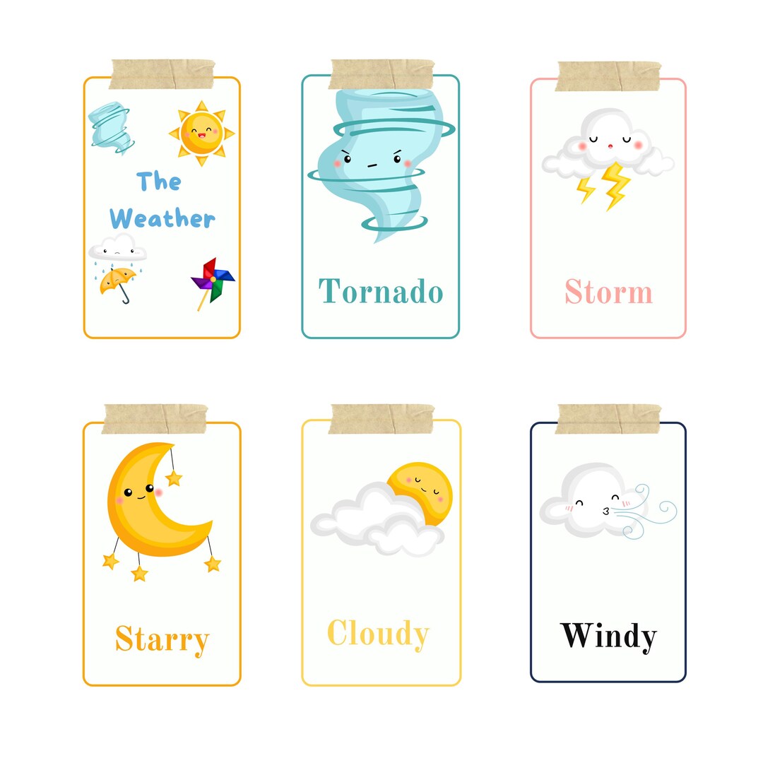 16 Weather Flashcards, INSTANT DOWNLOAD, Toddler Weather Activity, Pre ...