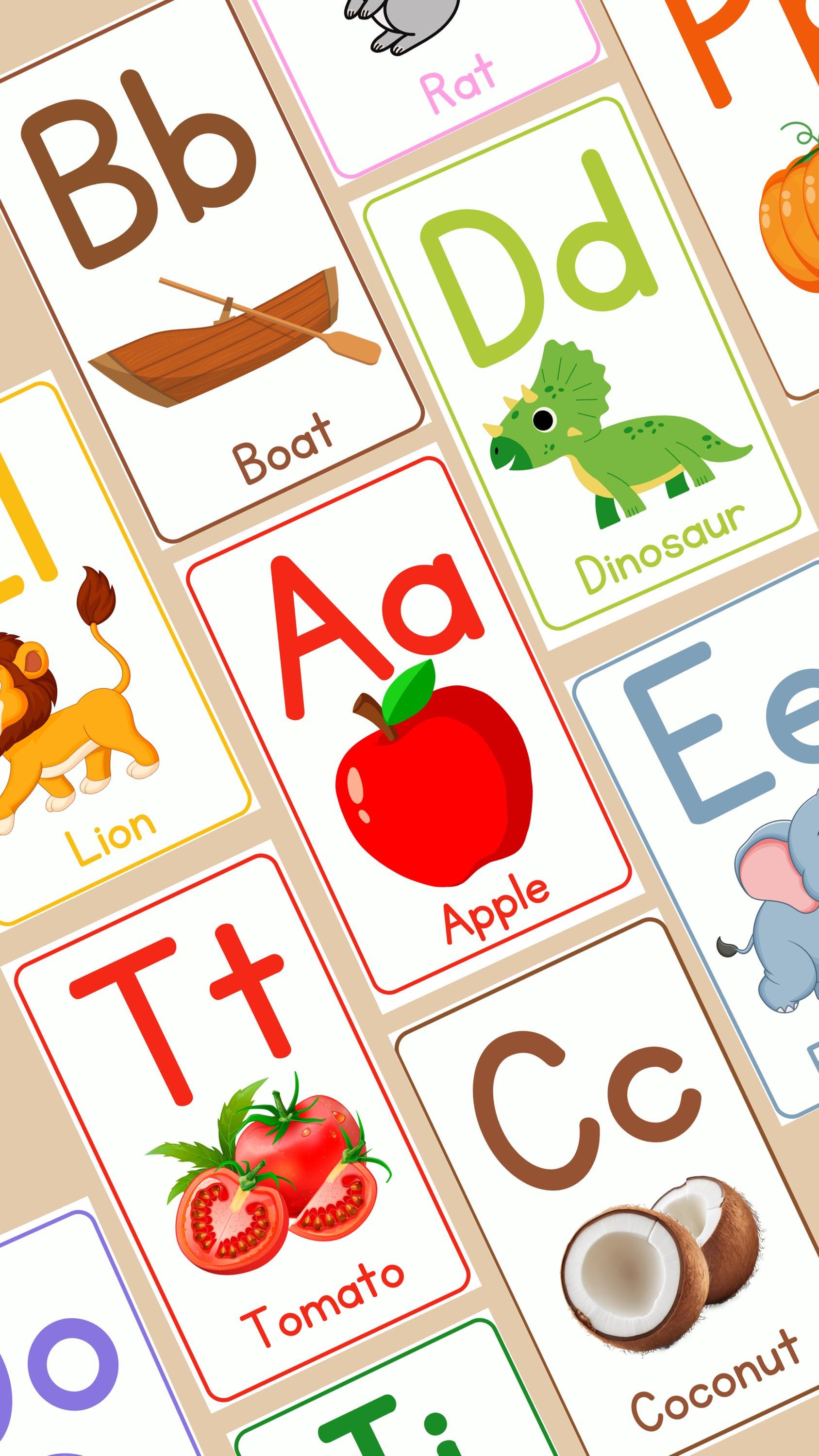 Alphabet Flashcards Preschool Laminated Flashcards Kids ABC Picture ...