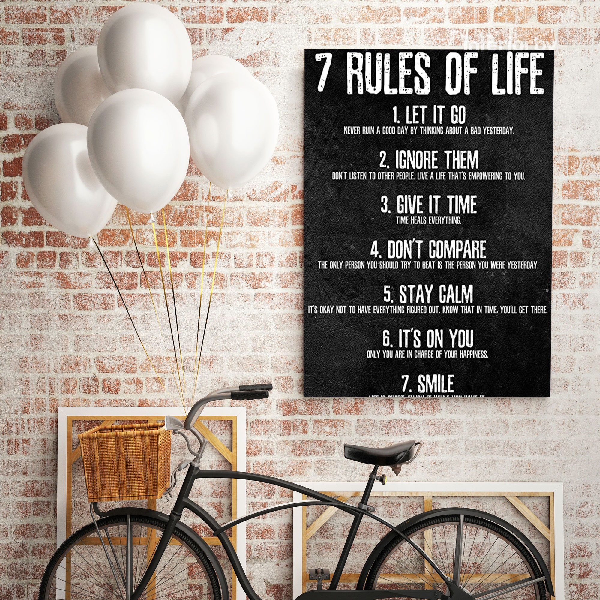 7 Rules of Life Motivational Quotes Canvas Inspirational - Etsy