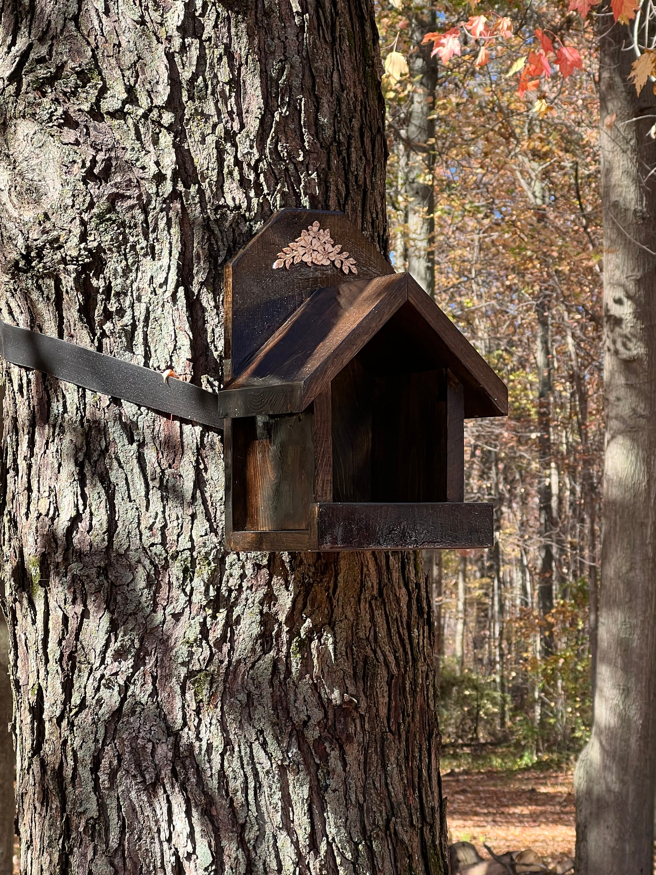 Handcrafted Wooden Birdhouse / Golden Oak Cardinal Nesting Box With ...