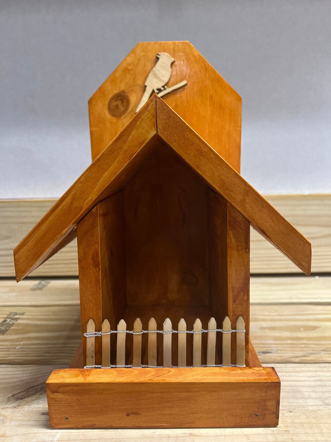 Redwood Naturaltone Cardinal Nesting Box With Picket Fence - Etsy