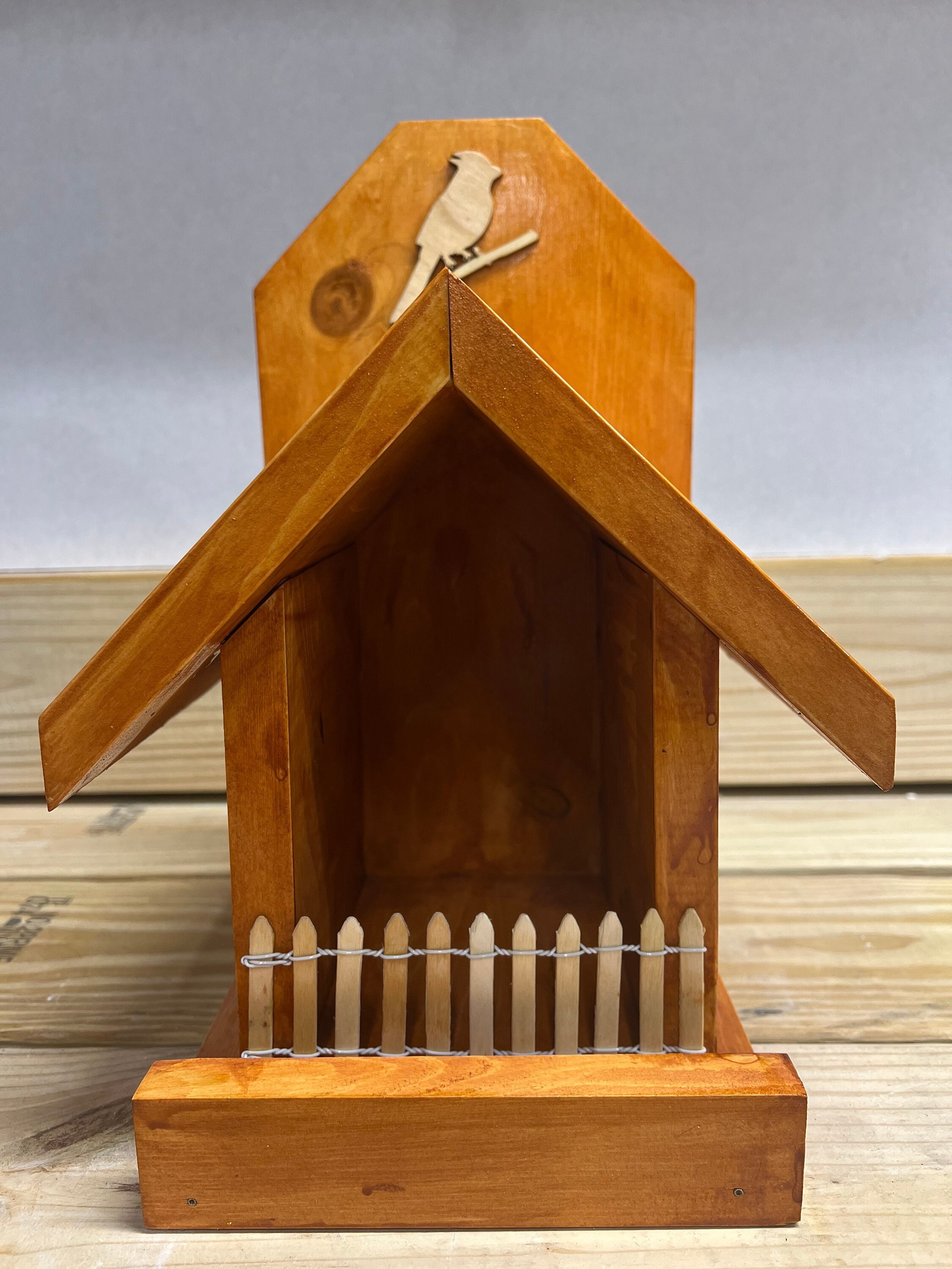 Handcrafted Wooden Birdhouse / Redwood Naturaltone Cardinal Nesting Box ...