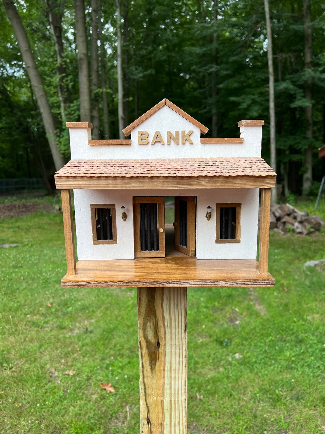 Handcrafted Wooden Birdhouse / Old West Bank Birdhouse / Garden Decor ...