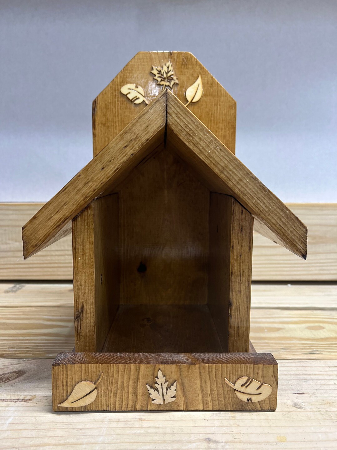 Handcrafted Wooden Birdhouse / Golden Oak Cardinal Nesting Box With ...