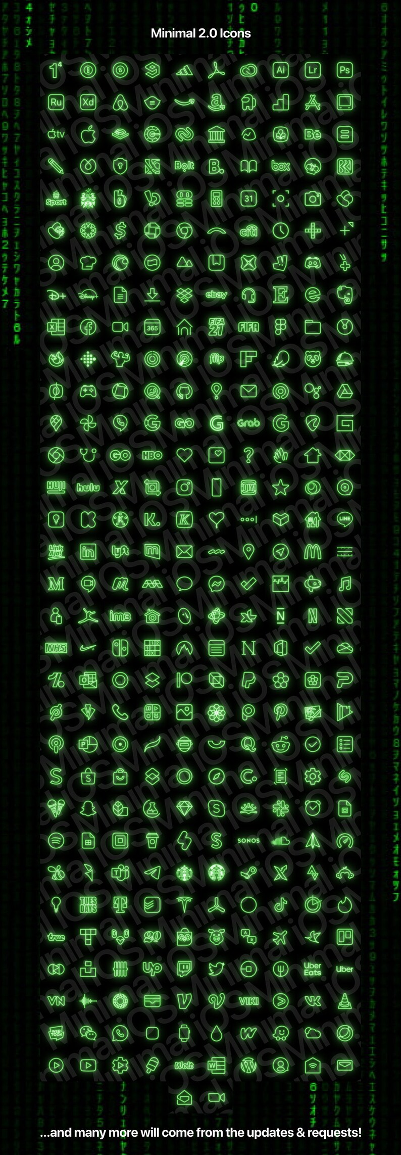 320 Matrix Green Neon App Icons NEWEXCLUSIVE Icon Pack - Etsy UK