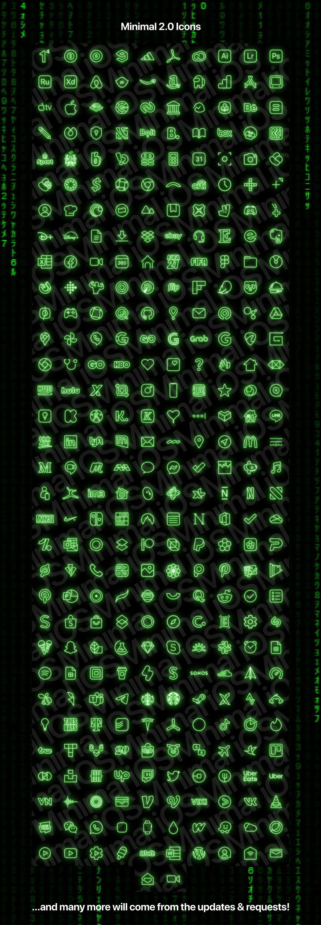 320 Matrix Green Neon App Icons NEWEXCLUSIVE Icon Pack | Etsy UK
