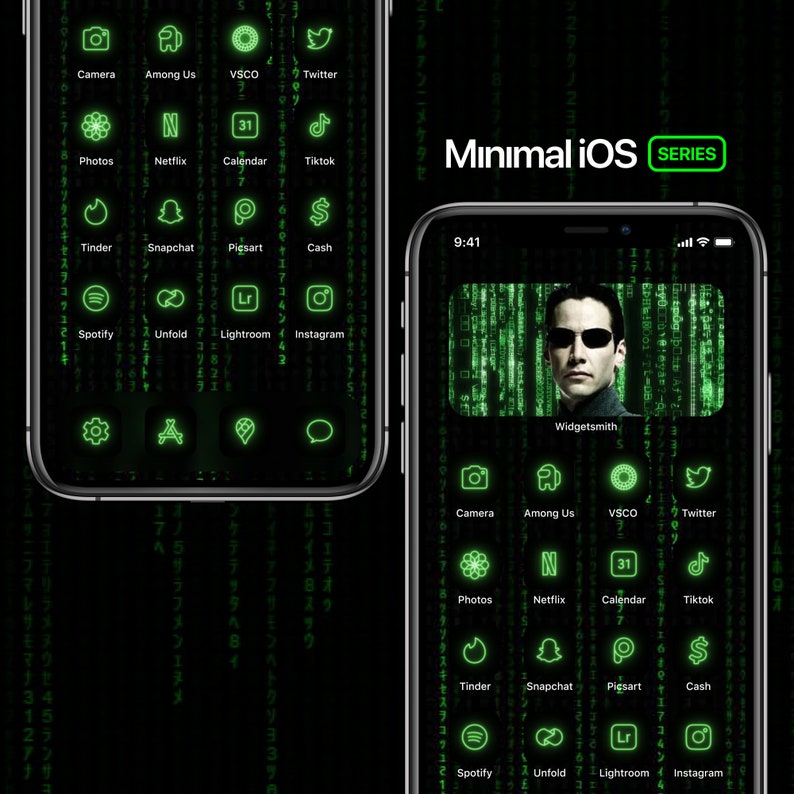 320 Matrix Green Neon App Icons NEWEXCLUSIVE Icon Pack - Etsy UK