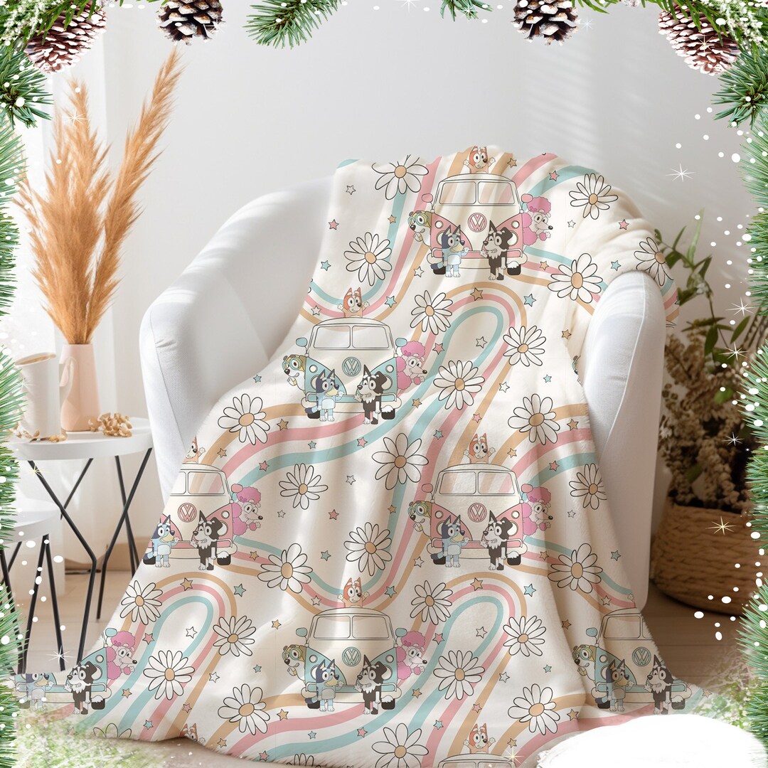 Boho Bluey and Bingo Fleece Blanket Bluey Xmas Blanket Bluey - Etsy