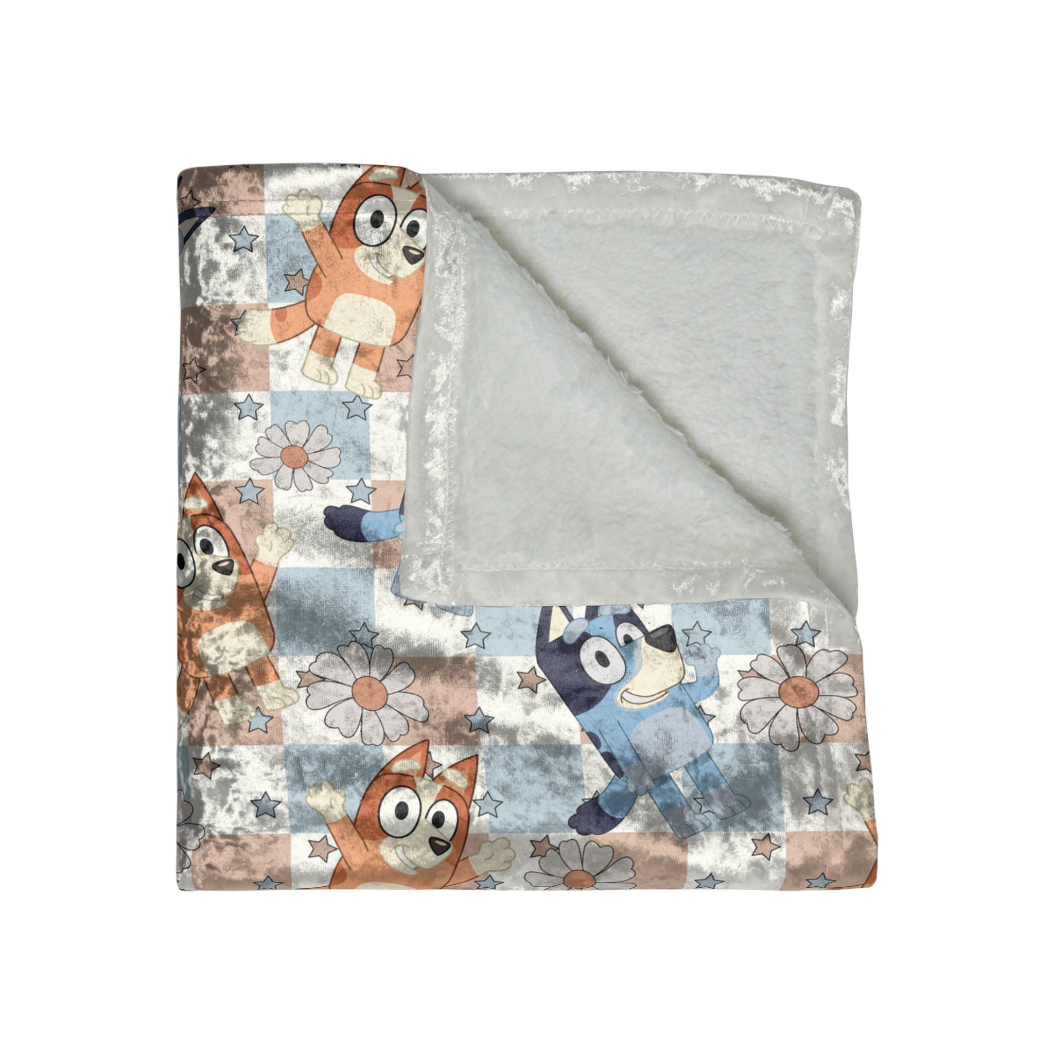 Boho Bluey and Bingo Crush Velvet Blanket, Bluey Bedding Blanket, Bluey ...