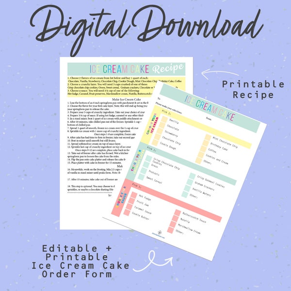Ice Cream Order Form - Etsy