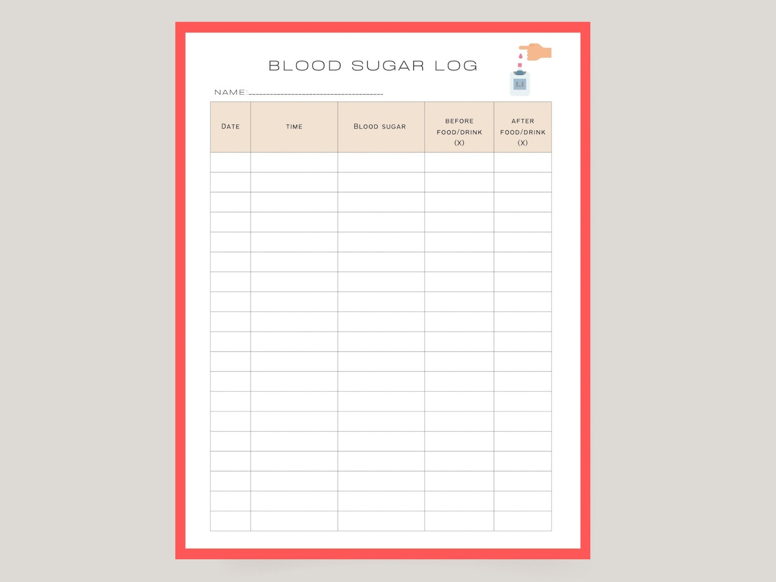 Blood Sugar Log, Diabetic Log, Blood Sugar Tracker, Blood Glucose Log ...