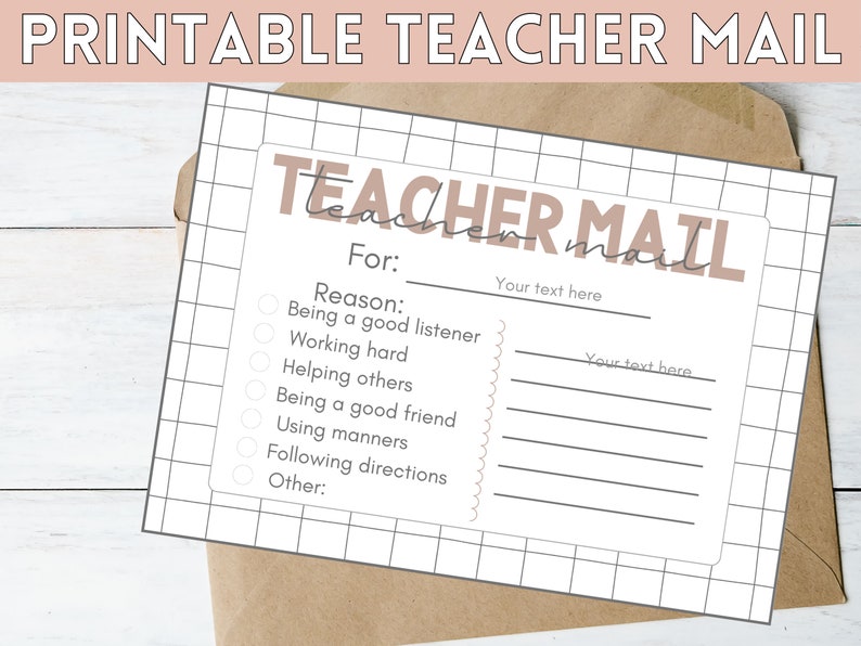 Printable Boho Teacher Mail Neutral Teacher Mail Note From - Etsy