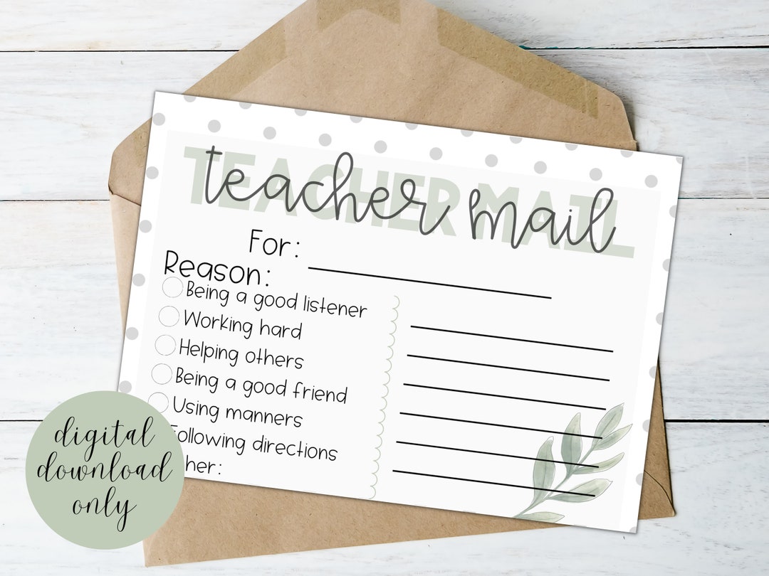 Printable Teacher Mail | Modern Greenery, Back to School, Teacher ...