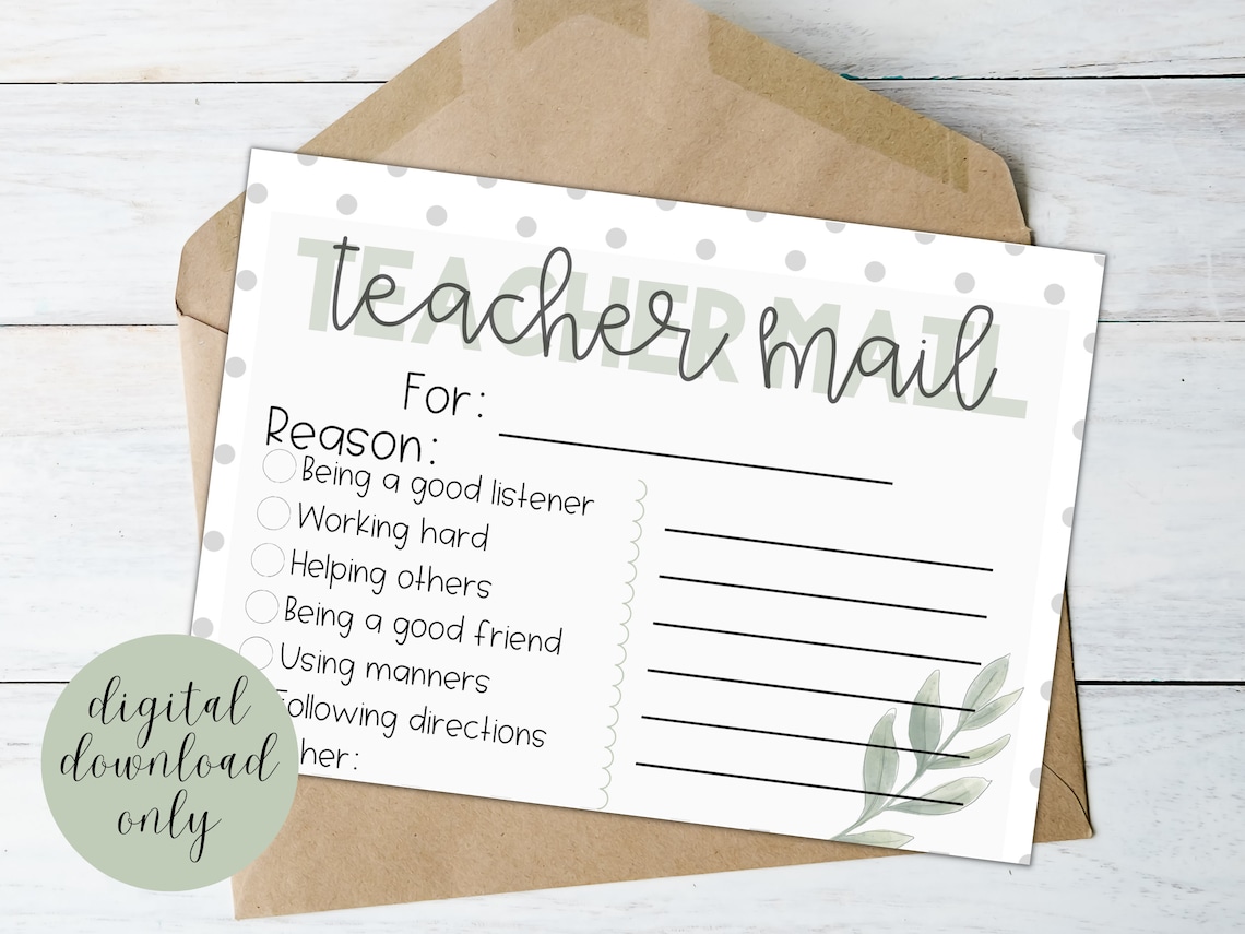 Printable Teacher Mail Modern Greenery Back to School - Etsy