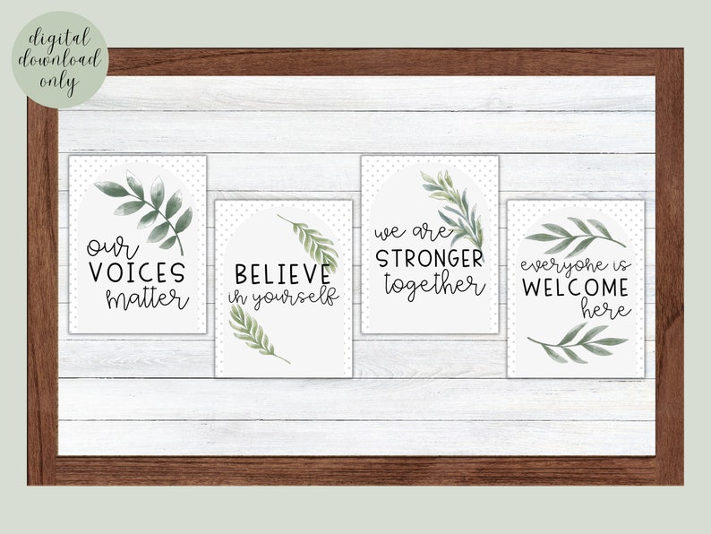 Modern Greenery Motivational Posters Classroom Decor - Etsy