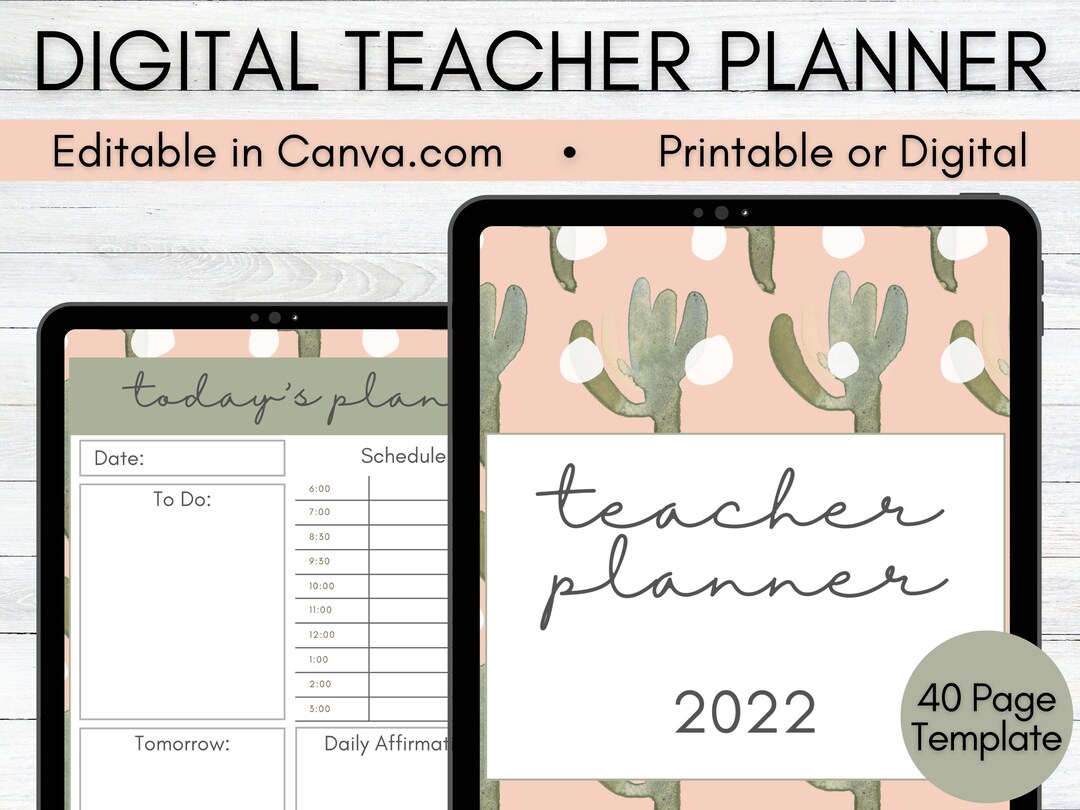 Digital Teacher Planner | Printable Teacher Planner, Cactus Classroom ...