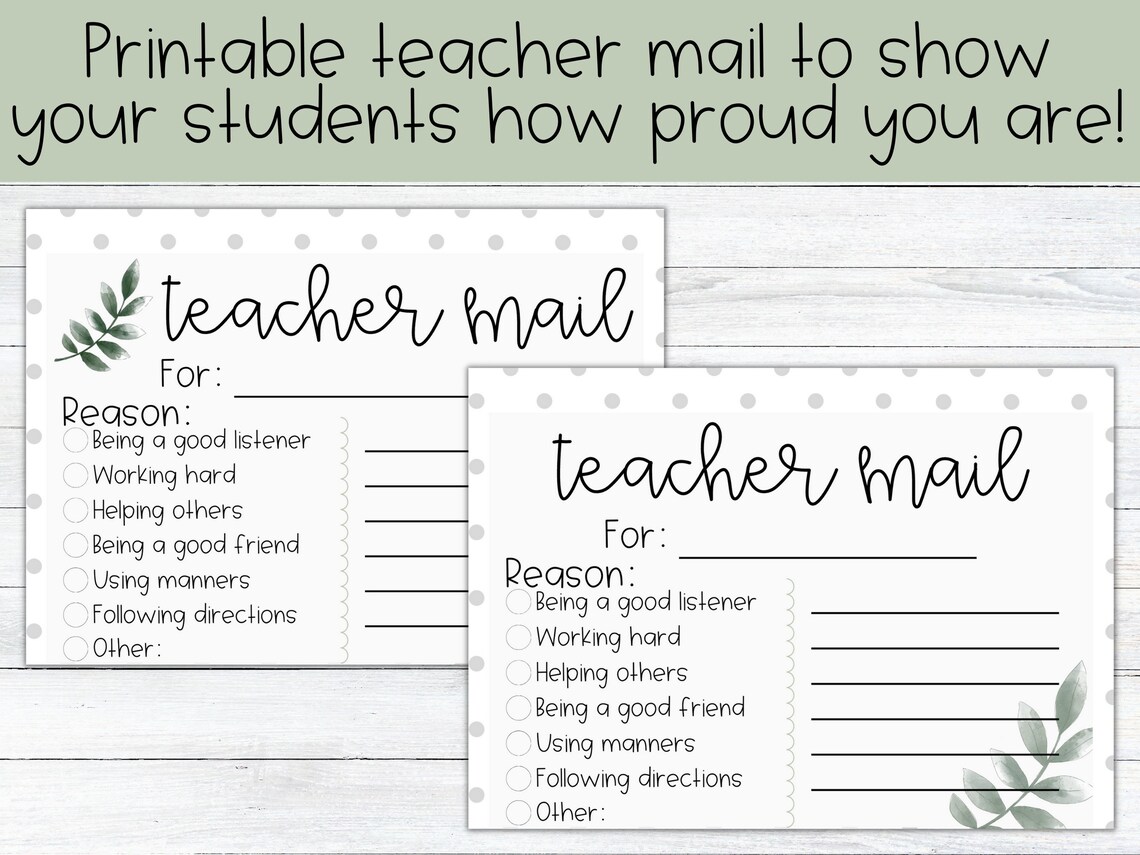 Printable Teacher Mail Modern Greenery Back to School - Etsy