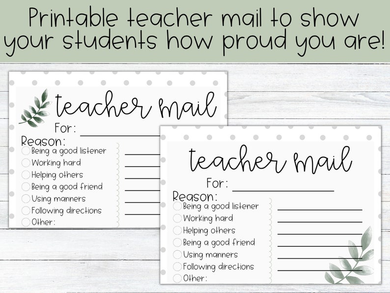 Printable Teacher Mail Modern Greenery Back to School - Etsy