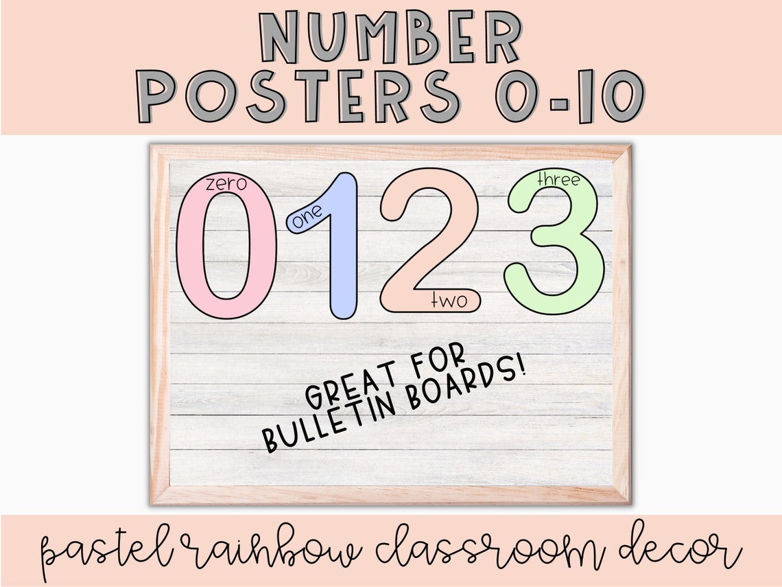 Pastel Rainbow Number Posters 0-10 Printable Editable - Etsy