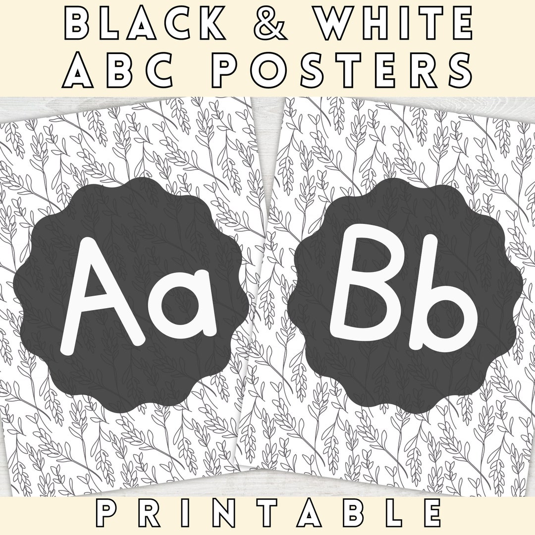 Black and White Alphabet Posters for Minimal Classroom Decor, Black ...
