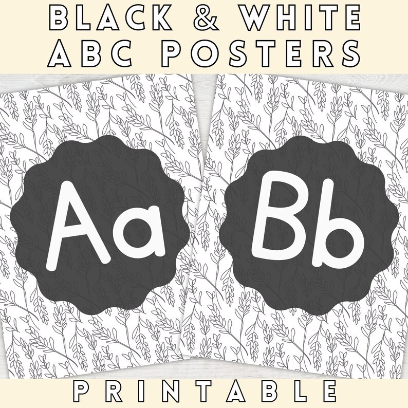 Black and White Alphabet Posters for Minimal Classroom Decor, Black ...