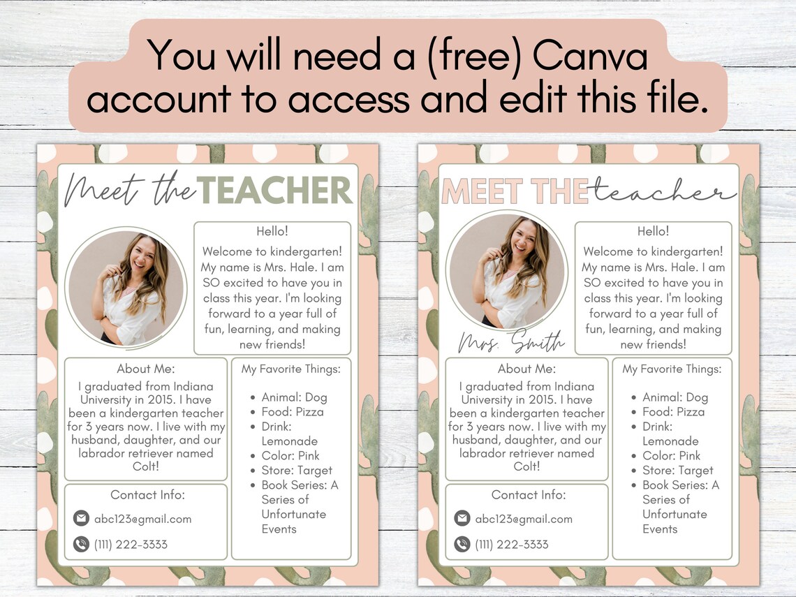 Cactus Meet the Teacher Template | Editable Template, Back to School ...
