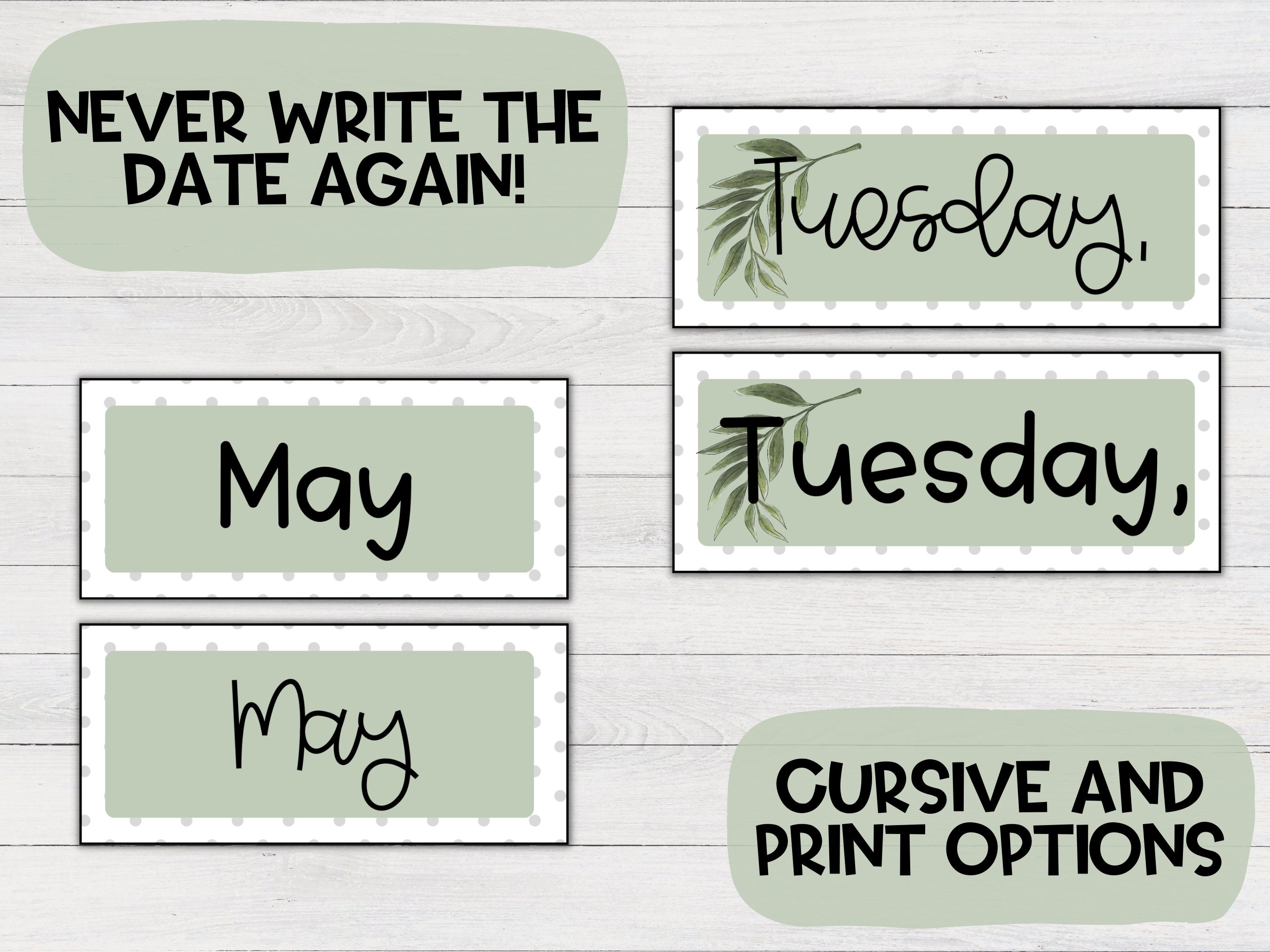 Modern Greenery Flip Calendar | Classroom Decor, Spotty, Eucalyptus ...